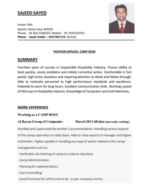 Nazim cv Camp Boss | DOC