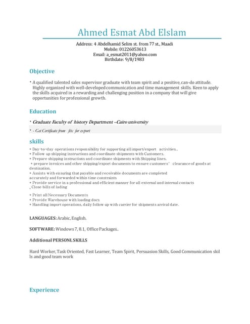 salma CV | DOC | Sales | Business