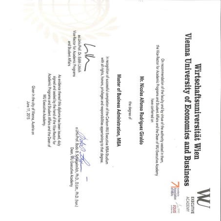 MBA Diploma Wirtschaftsuniversitat Wien - Vienna University of ...