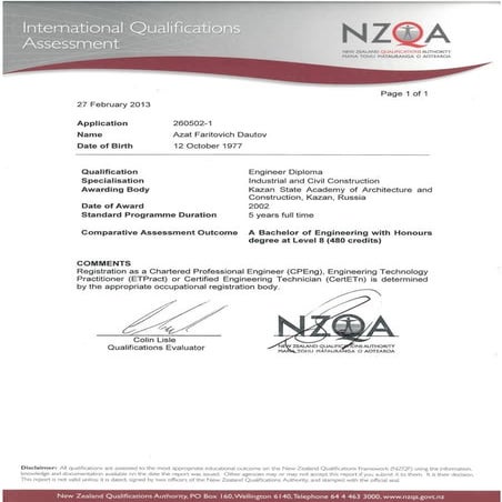 NZQA_evaluation_A.Dautov | PDF