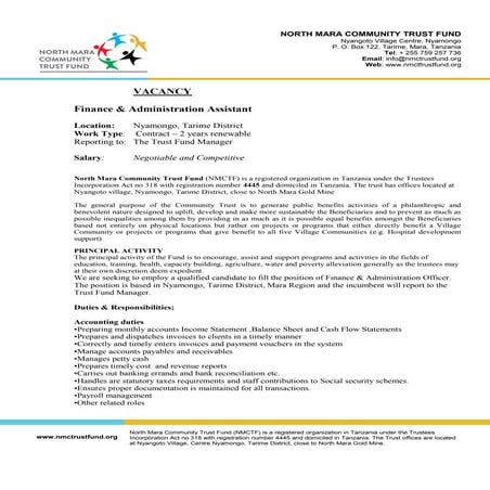 Finance & Admin. Assistant_Advert_20150430 | PDF