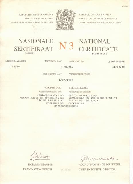 National N3 Typing Certificate 1987 | PDF