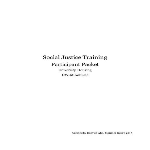 Participant Guide Social Justice Training | DOCX | Debated Sensitive ...