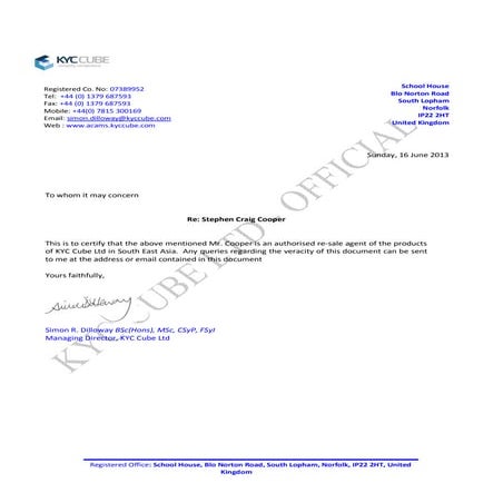KYC Auth letter | PDF