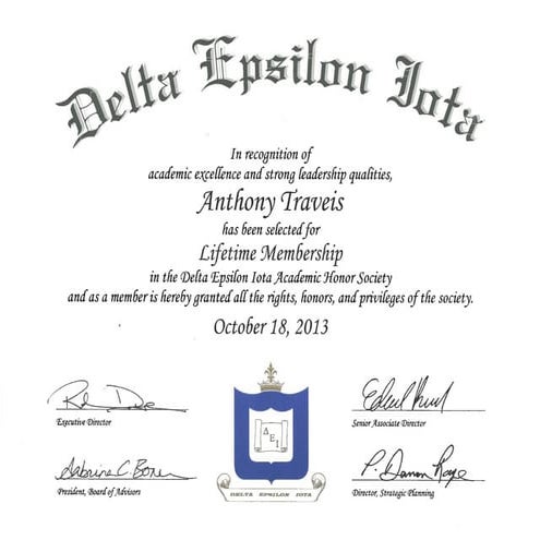 Delta Epsilon Iota - Certificate | PDF