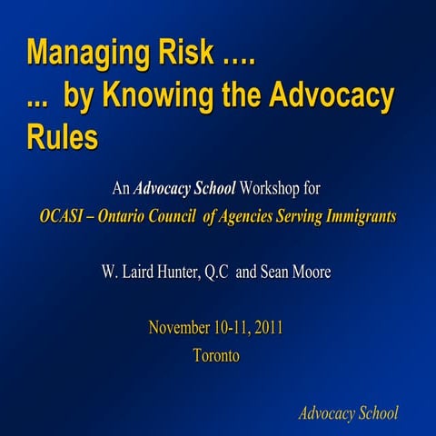 A6 b6 advocacy_sean_laird_2011 ocasi ed | PPTX | Non-Profit ...