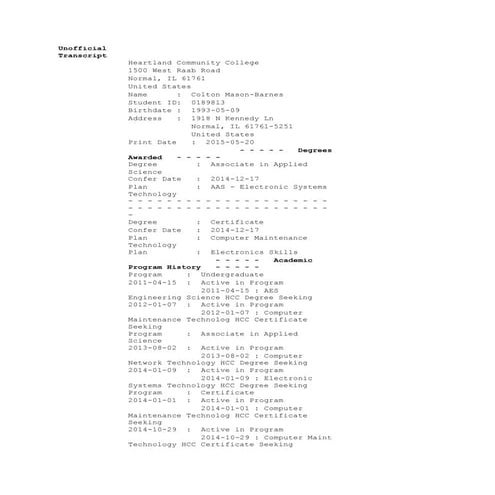 Unofficial Transcript | DOCX