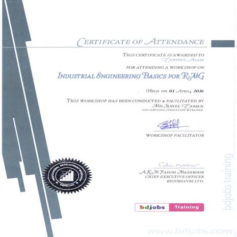 Industrial Engineering Basics for RMG training certificate | PDF