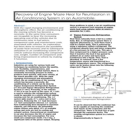 Recovery of Engine Waste Heat for Reutilization in Air Conditioning ...
