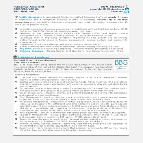 Muhammad Azam (ACCA,CPA,UAECA) | DOCX | Business Accounting & Finance | Business