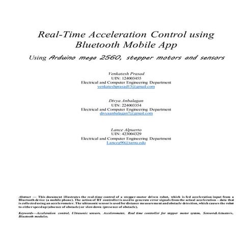 Real-Time Acceleration Control Using Bluetooth Mobile App | DOCX