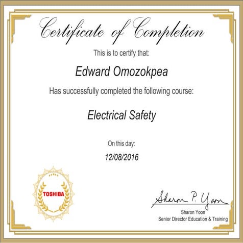 Certificate for electrical safety | PPT