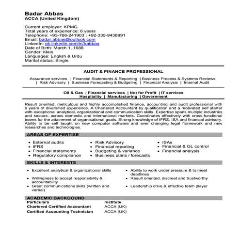 Resume-Badar Abbas -KPMG | PDF