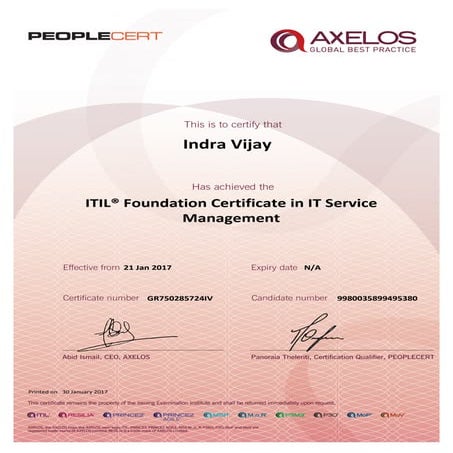 ITIL_Certificate | PDF