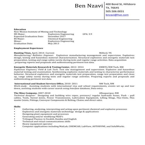 Ben Resume 2017 | PDF