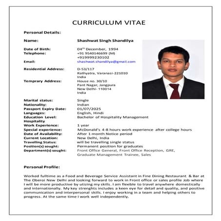 CV - Shashwat Singh Shandilya