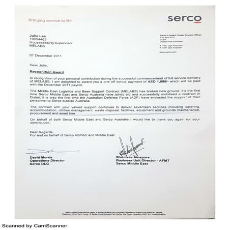 Serco Appreciations | PDF