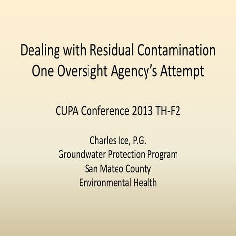 TH-F2 Dealing With Residual Contamination- ICE | PPT