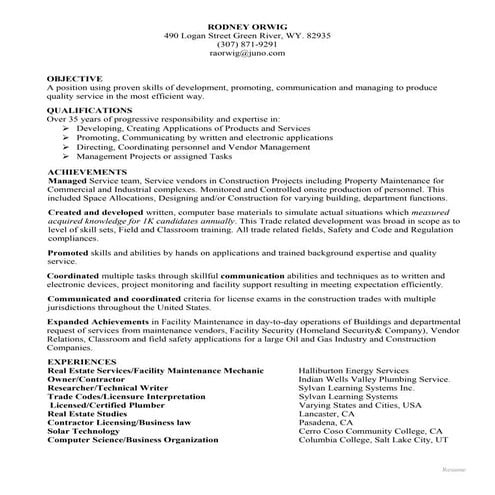 Resume, Professional Expanded | DOC