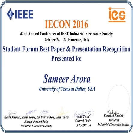 Diplomas_SF_IECON2016_Sameer_Arora (2) | PDF