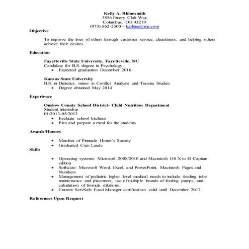 Resume kelly 2016 | DOCX