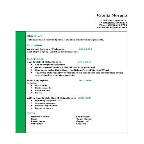 Sonia Moreno 2016 Resume | PDF | Technology & Computing