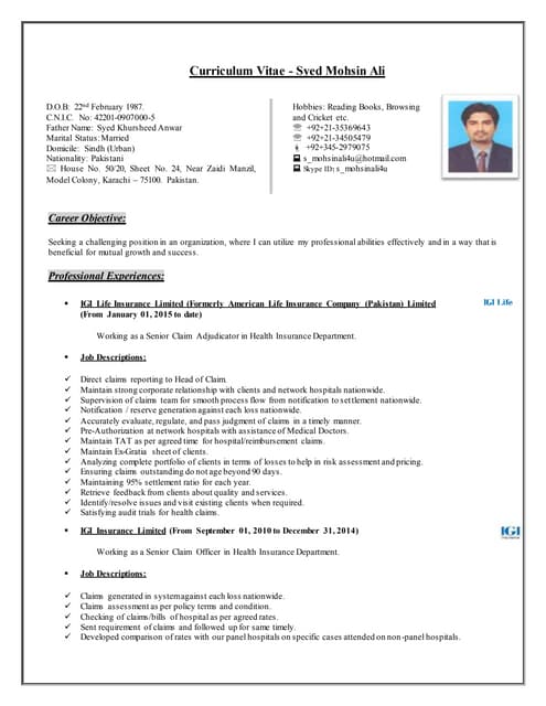 Mohamed Ali CV insurance officer | DOCX | Medical Tests | Medical Health