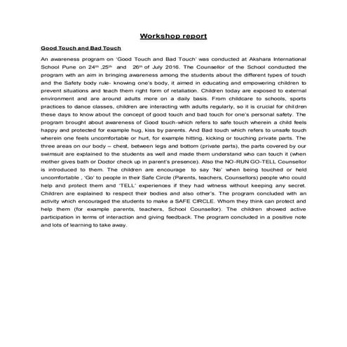 Good touch bad touch(safe and unsafe touch) | PPT