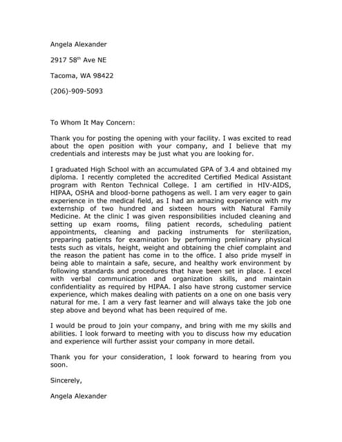 tatyana cover letter Health | PDF