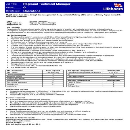 Regional Technical Manager - Job Profile | PDF
