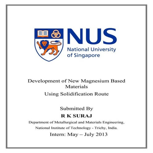 NUS Internship Report (2013)_ R K SURAJ | PDF