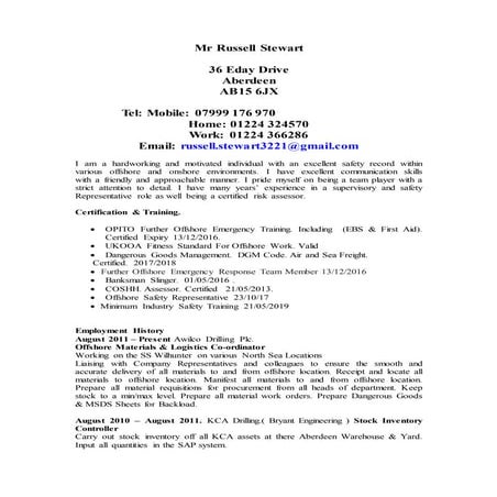 Mr Russell Stewart CV | DOCX