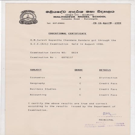 Advance Level Result Sheet | PDF