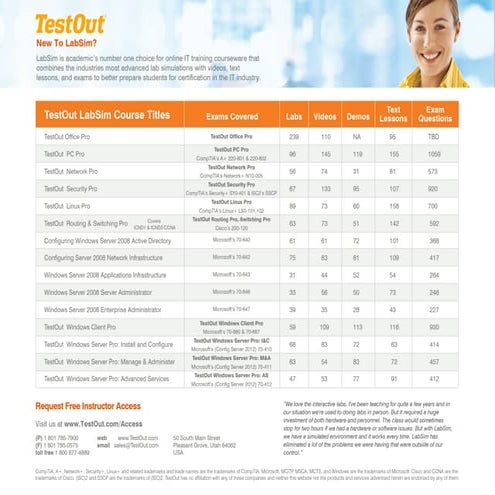 TestOut Product List - NP | PDF