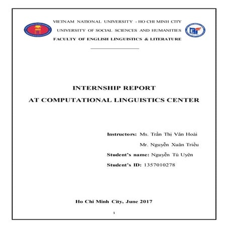 báo cáo internship report at computational linguistics center | DOCX