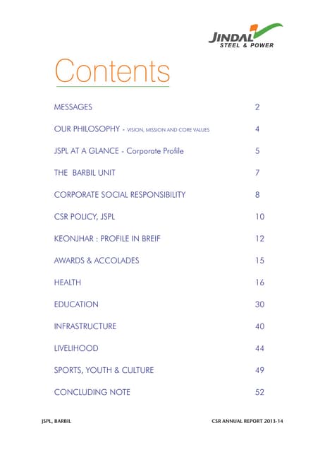 CSR INITIATIVES AT JSPL BARBIL - A JOURNEY | PPT