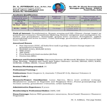 aj one page biodata | PDF