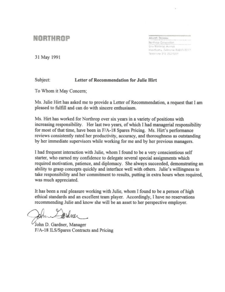 LETTER OF RECOMMENDATION LETTER OF RECOMMENDATION