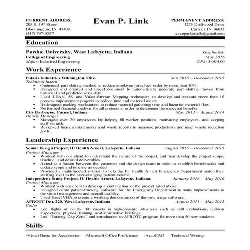 Resume - Evan Link | PDF