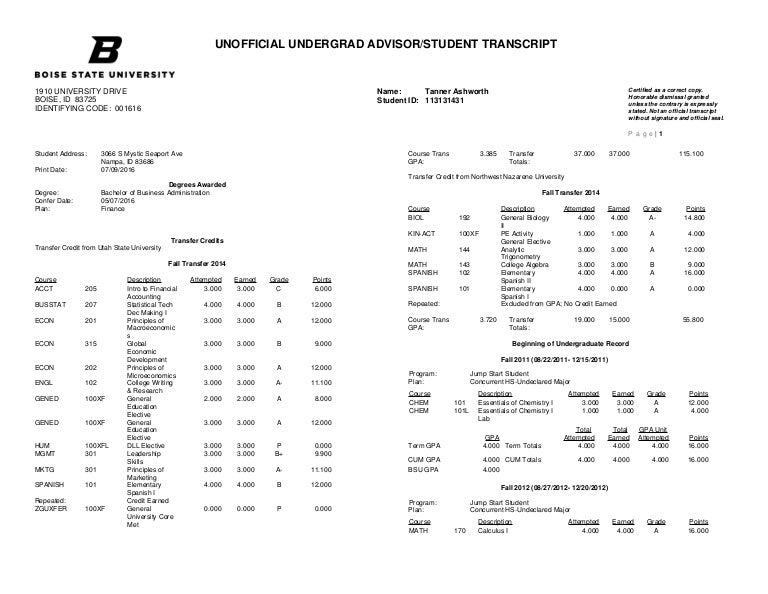 Final Unofficial Transcripts