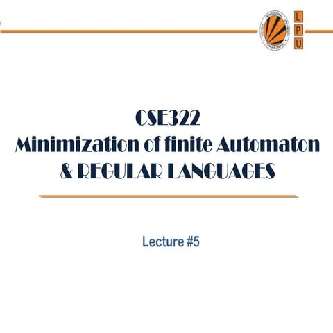 A792697141 22750 24_2018_minimization of fa & regular languages | PPT | Technology & Computing