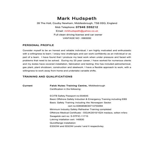 Stephen Brooks CV | DOC