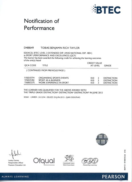 BTEC Sport Level 3 (Page 1) | PDF