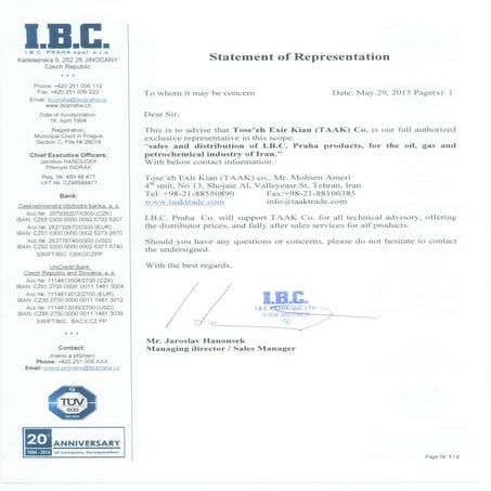 TAAK-IBC Statement of Representation | PDF