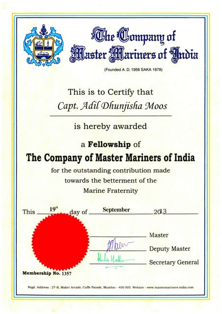 ADM Certificate_Dec 2012 | PDF