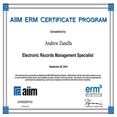 ERM Specialist Certificate | PDF