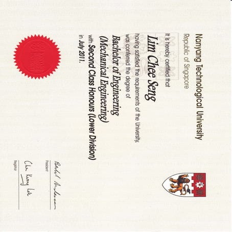 NTU - Degree cert | PDF