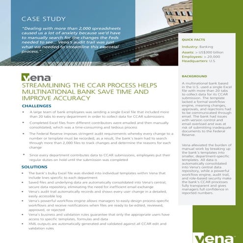 Vena - Client Use Case - CCAR | PDF