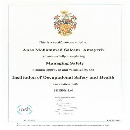 IOSH Managing Safely | PDF