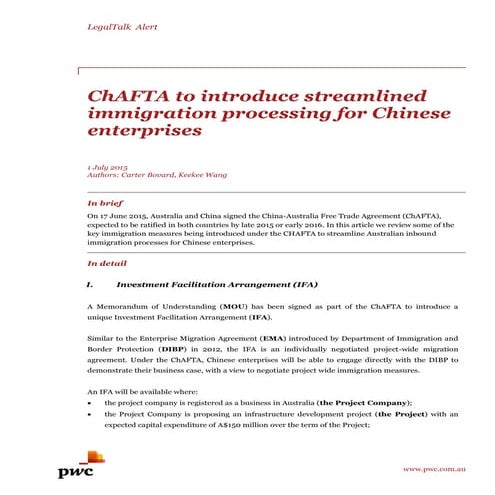 ChAFTA immigration | PDF
